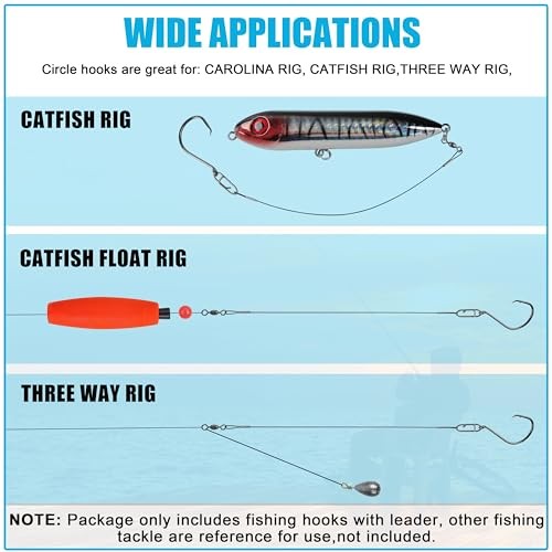 Saltwater Circle Hook Rigs,Steel Fishing Wire Leaders Rig with Offset ...