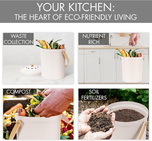 Beautiful Kitchen Compost Bin with Smell Proof Lid - Rust and Beige | eBay