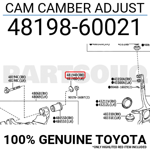 4819860021 Genuine Toyota CAM CAMBER ADJUST 48198-60021 | eBay