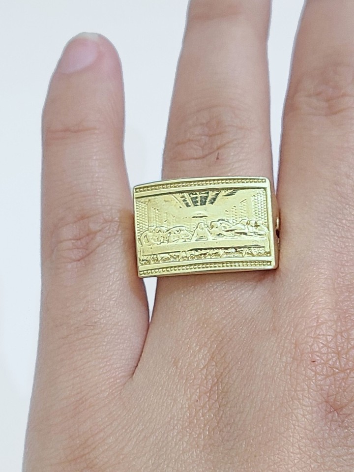 Real 10k Yellow Gold Last Supper Ring Band size 9.5 10kt gold | eBay