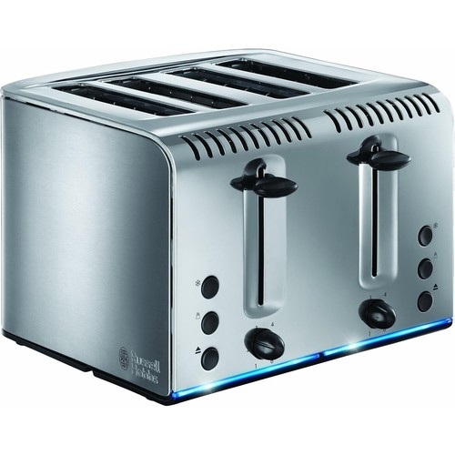 Russell Hobbs Quiet Boil Kettle & 4 Slice Toaster Brushed Stainless ...