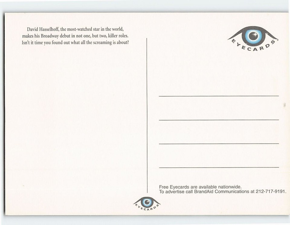 Postcard David Hasselhoff Jekyll & Hyde Plymouth Theatre New York City ...