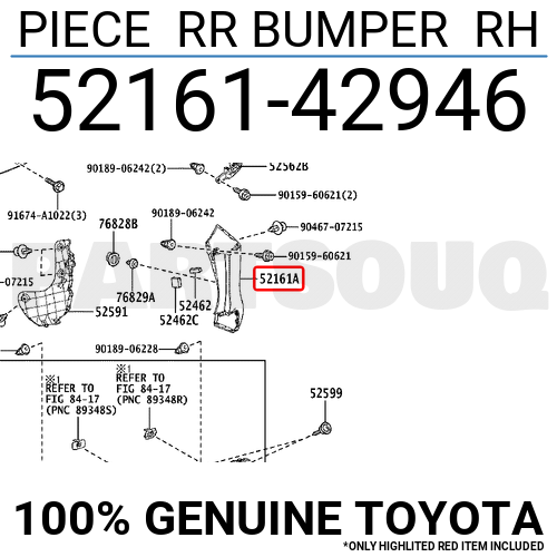 5216142946 Genuine Toyota PIECE RR BUMPER RH 52161-42946 | eBay