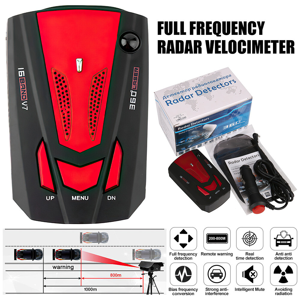 360° Car Speed V7 GPS Radar Detector Camera Voice Alert Warning ...