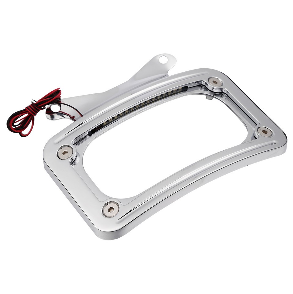 Curved Laydown License Plate Mount Frame Light For Harley Road King ...