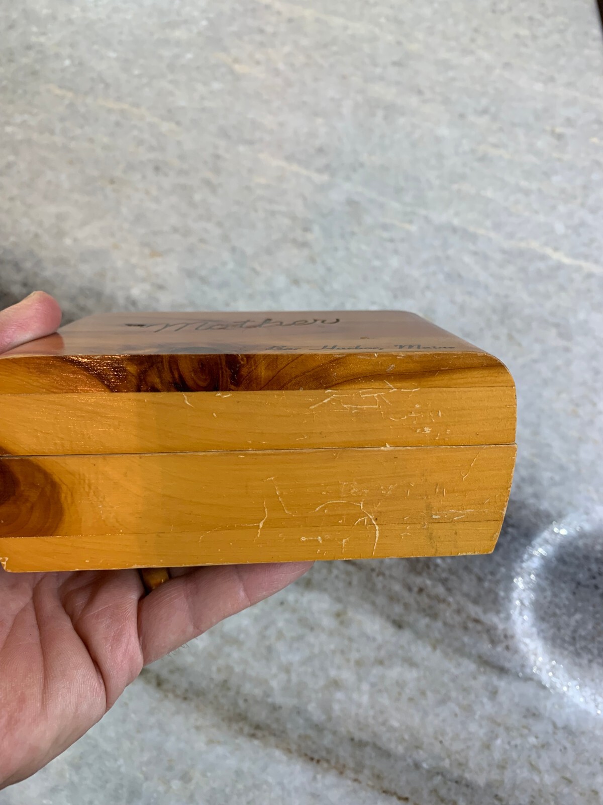 Antique Vintage 1940s Keepstake/Jewelry Cedar Treasure Box MOTHER Bar ...