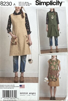 Simplicity 8230 Womens Apron Dress Tabard Dottie Angel Pattern Size XS ...