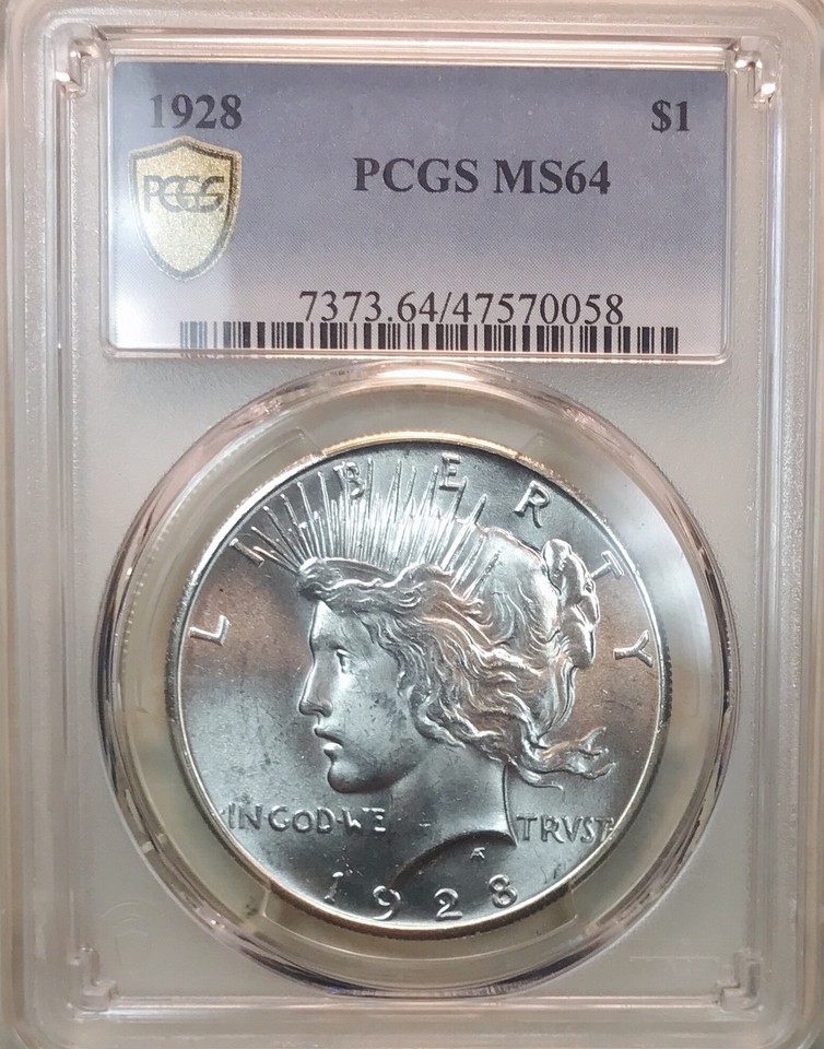 1928 P PEACE PCGS MS64! BLAST WHITE BLAZER$$ WHITE AS WHITE! SO FROSTY ...