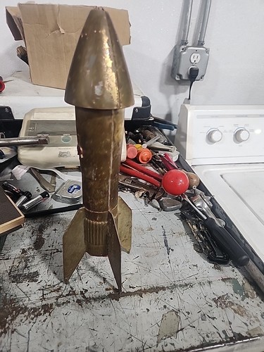 Vintage ASTRO MFG. 12" SPACE SHIP ROCKET Mechanical SAVINGS BANK NO KEY ...