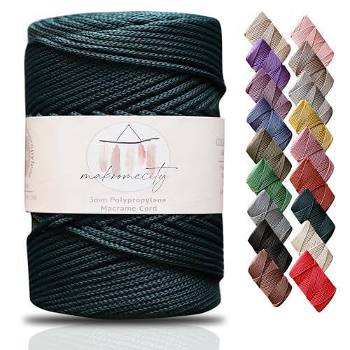 , Premium Polyester Macrame Cord 3mm x 131 Yards (394 1 Skein Forest ...
