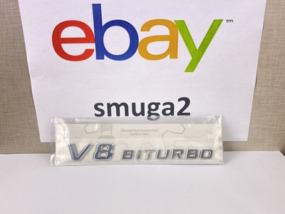 2x Mercedes-Benz V8 Biturbo Chrome Fender Badge Emblem 2218171715 ...