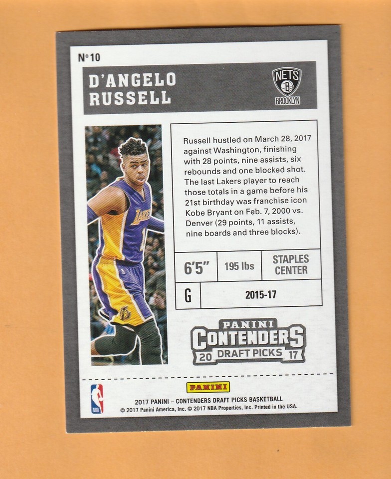 D'Angelo Russell Brooklyn Nets 2017-18 Contenders Draft Pick #10 Ohio ...