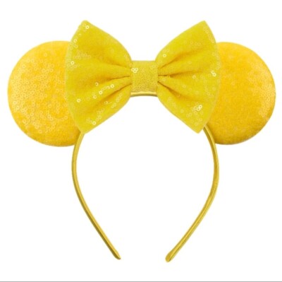 Yellow Disney Minnie Mouse Ears Headband yellow Sequin Winnie the pooh ...