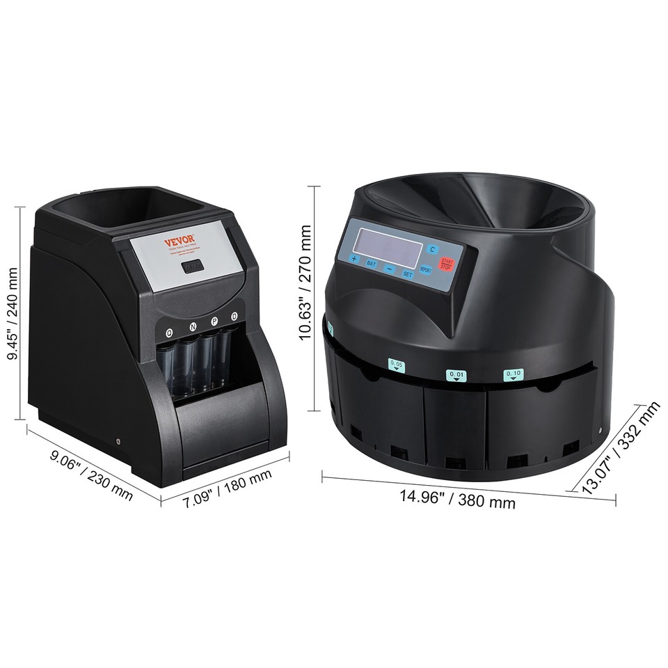 VEVOR USD Coin Sorter Wrapper and Roller 230/300 Coins/min 4 Coin Tubes ...