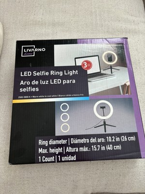 Portable LED Self Ring Light 10.2" Diameter 3 Colors Temp for Selfies ...