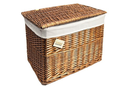 Medium or Large Wicker Basket Storage Chest Trunk Hamper with Cloth ...
