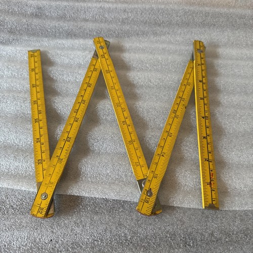 Vintage Tool Folding Yardstick 39” 200cm Yellow Wood With metal ...