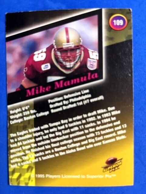 NFL - Mike Mamula 1995 Huperior Pix Football '95 Draft RC /4000- Eagles ...