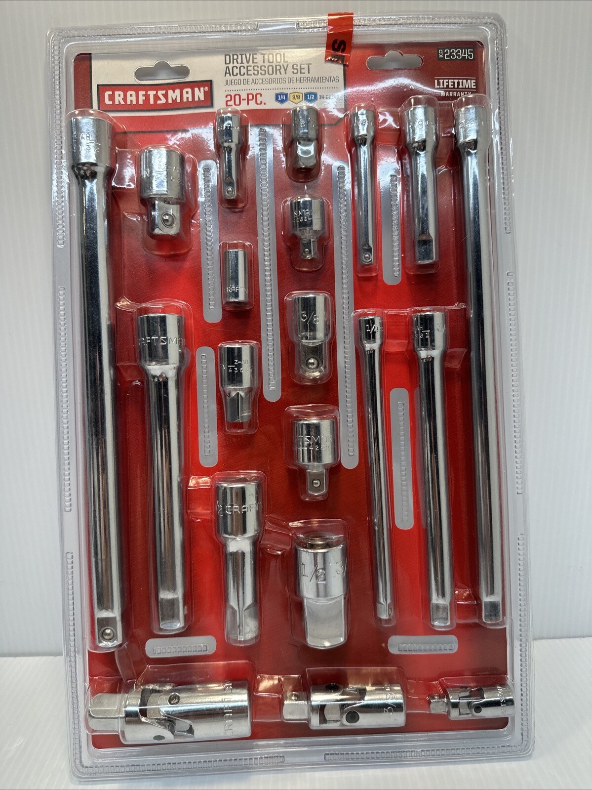 Craftsman 20 PC Drive Tool Accessory Set 1/4 3/8 1/2 in Extension ...