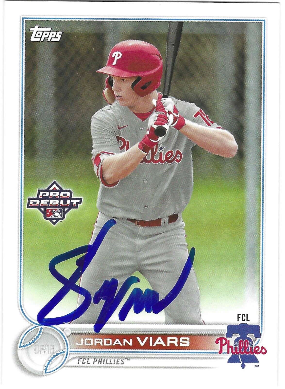 JORDAN VIARS SIGNED AUTOGRAPHED 2022 TOPPS PRO DEBUT BASEBALL CARD #PD ...