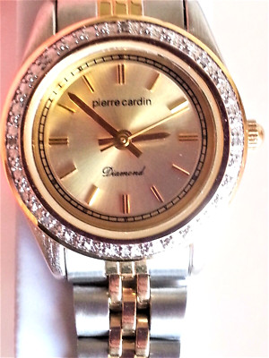VINTAGE 1980 PIERRE CARDIN Ladies Two Tone Diamond Watch, NIB, flawless ...