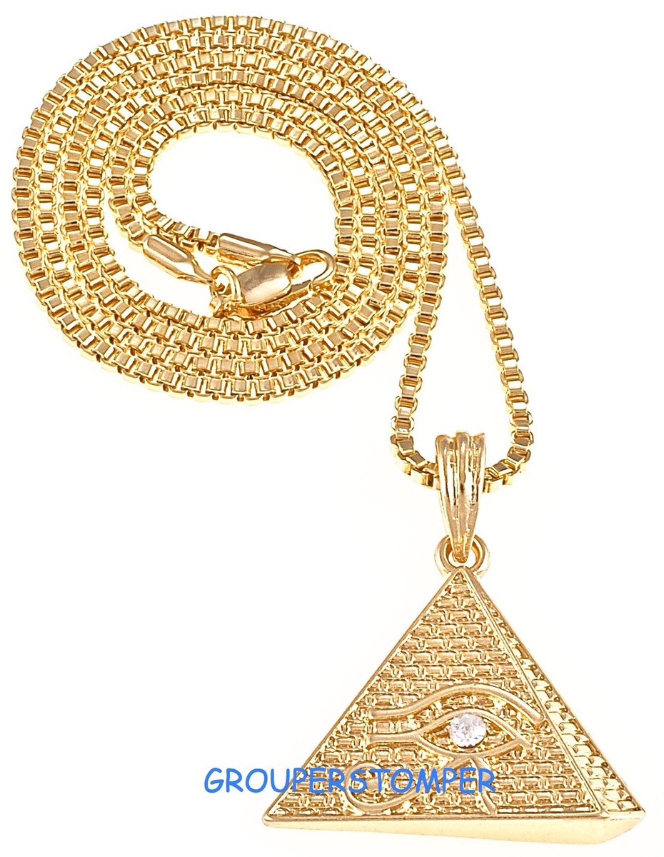 Pyramid Pendant Necklaces Real 925 Silver Illuminati All Seeing Eye