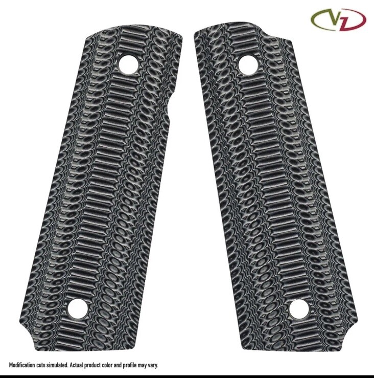 VZ Grips Full Size 1911 G10 Alien Texture Grips Ambi Cut Mag Well Black ...
