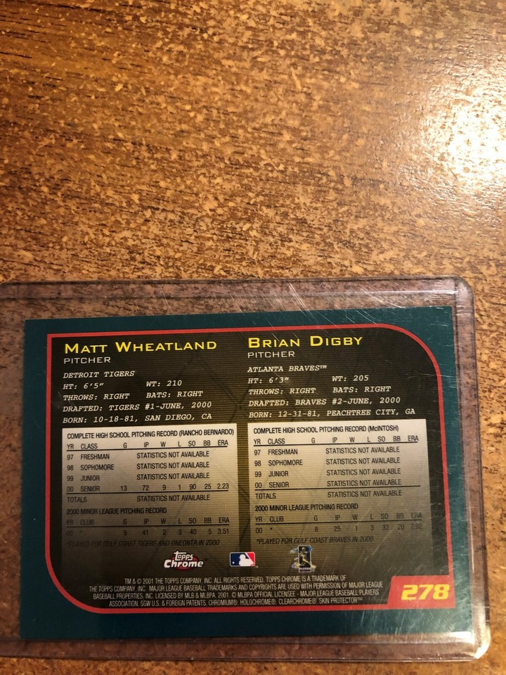 2001 Topps Chrome Baseball # 278 Matt Wheatland/Brian Digby RC | eBay