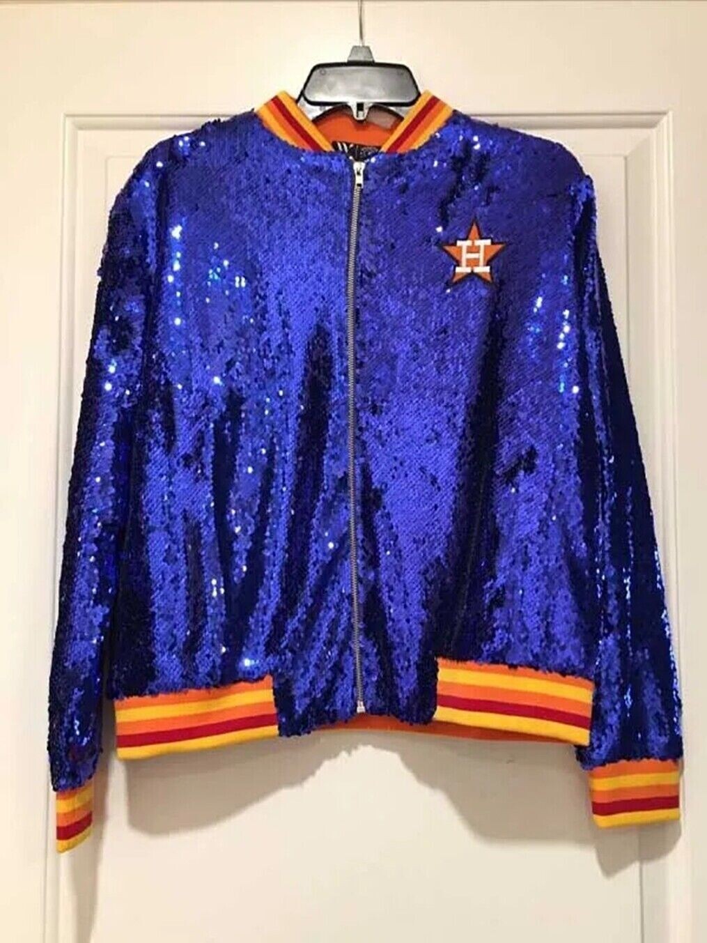 Starry Night Glam: Houston Astros Women's Sequin Bomber Jacket | eBay