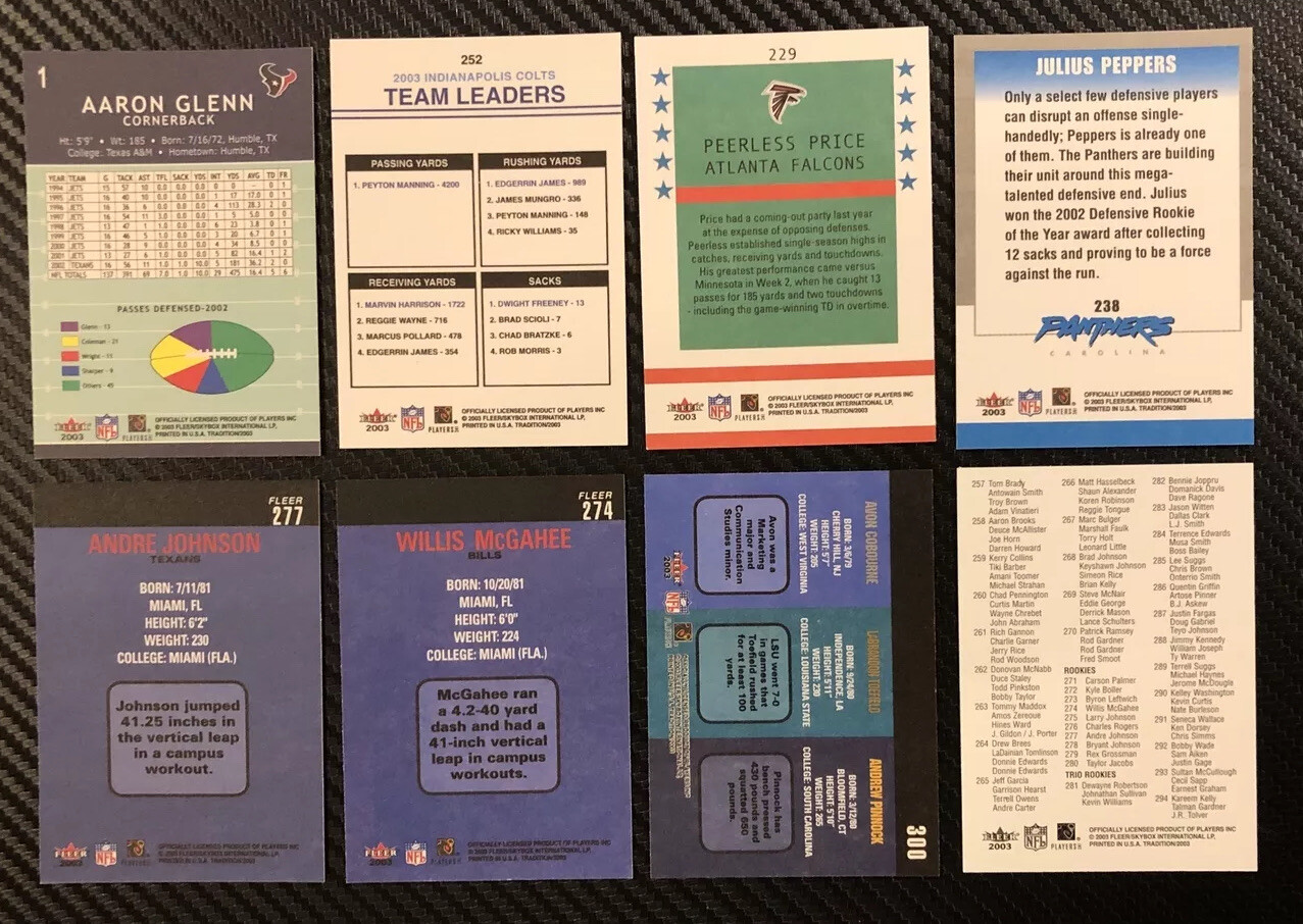 2003 Fleer Tradition Football Cards Lot You Pick | eBay
