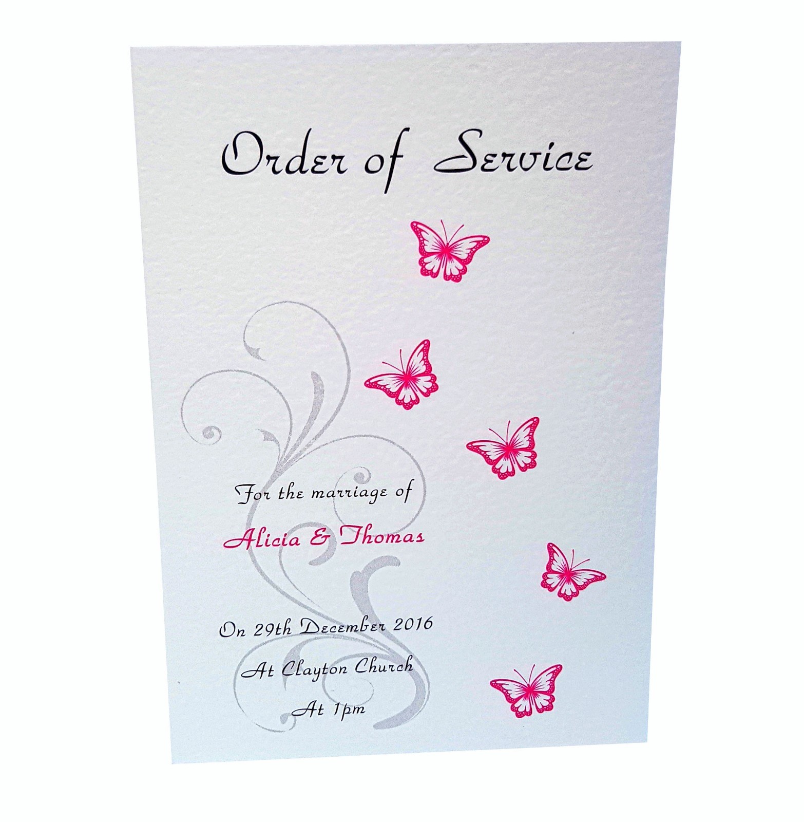 Personalised Wedding Order of service cover only- Any colour designs ...