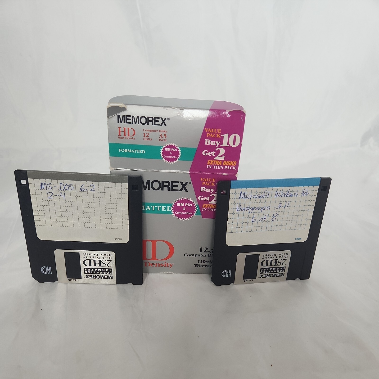 12 memorex 3.5 disk Used Untested Computer Diskettes HD black 1.4 mb ...