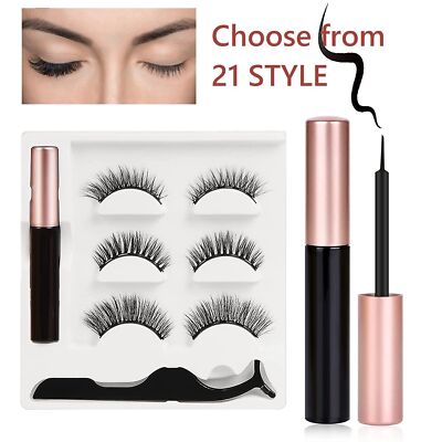 Magnetic False Eyelashes and Liquid Eye Liner Lashes Tweezer Black ...