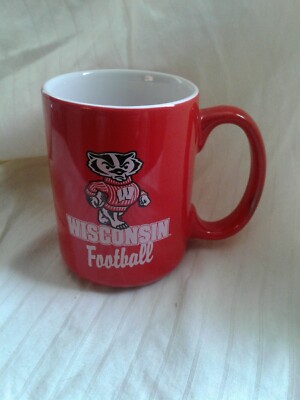Wisconsin Badger Footballs Mug/Cup. About 16-20 oz. See Pics. | eBay