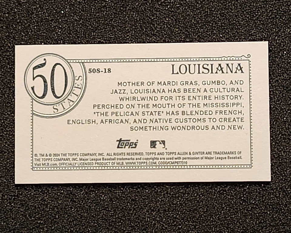 2024 Topps Allen & Ginter - LOUISIANA Mini #50S-18 50 States Insert LSU ...