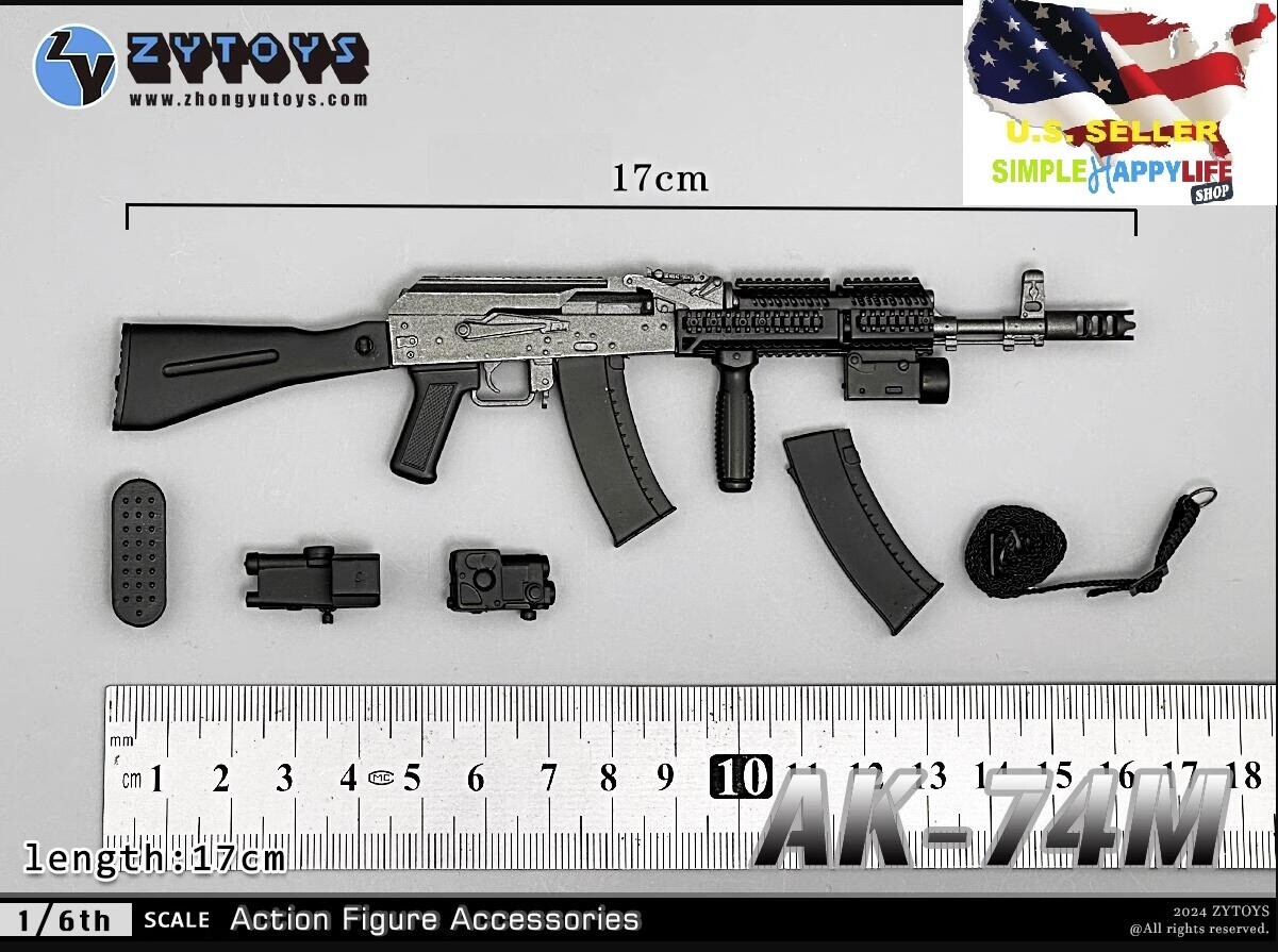 1/6 AK74M Gun Rifle Weapon Model for 12'' Figure Soldier Military ...