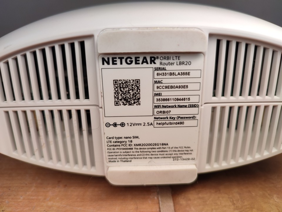 Netgear Orbi LBR20 4G LTE WiFi Router Bundle Power Adapter Clean IMEI ...