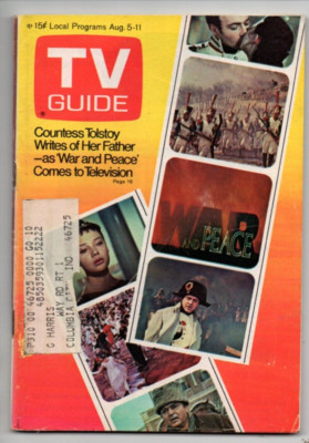 TV Guide Magazine August 5 1972 War and Peace Munich Olympics Sherry ...