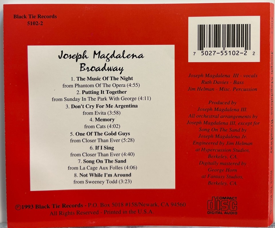 Joseph Magdalena : Broadway (CD 1993 Black Tie Records) *Rare* *Very ...