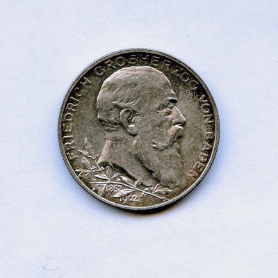 1902 German States BADEN Friedrich I .900 SILVER .3215 OZ 2 Mark Coin ...