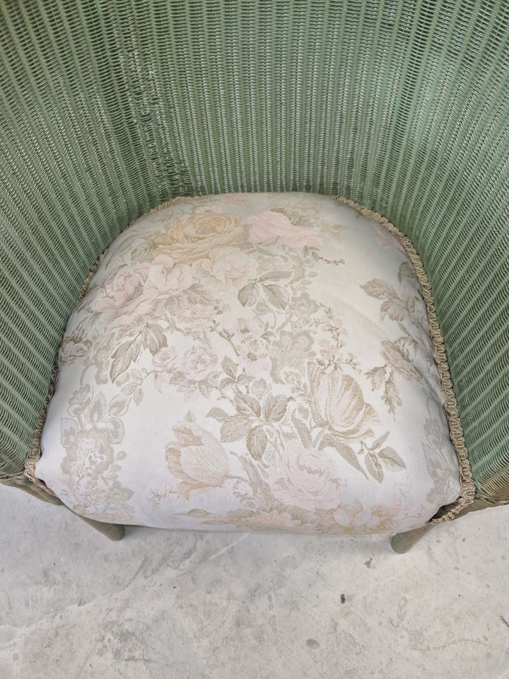 Vintage Lloyd Loom Chair - Green Tub Seat – Woven Armchair Mid Century ...