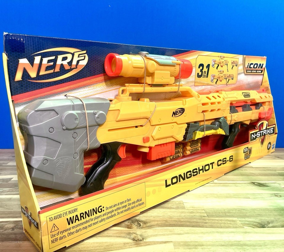 NERF N-Strike Longshot CS-6 iCON Series 3 in 1 Sniper Toy Blaster NEW ...