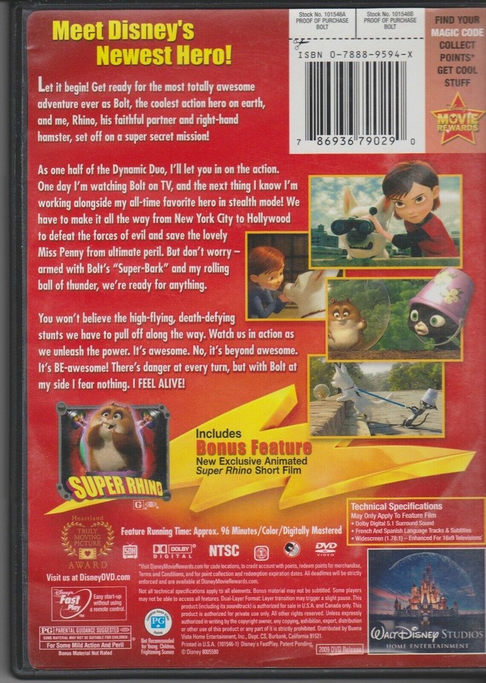 Bolt DVD 2009 Director: Chris Williams Byron Howard | eBay