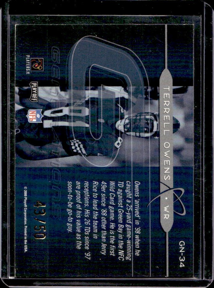 2000 Playoff Momentum Football Terrell Owens Generations Gold #43/50 ...