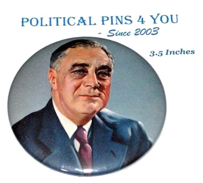 1936 Franklin D. Roosevelt FDR campaign pin pinback button political ...