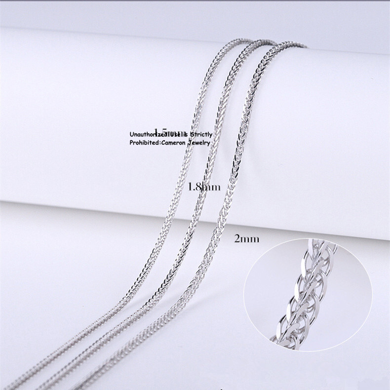 Pure S999 Fine Silver 999 Chain Men Women 1.2-3mm Wheat Link Necklace ...