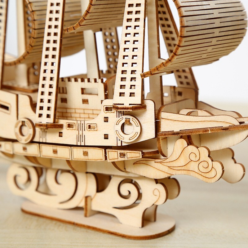 Christmas Gift 3D Wooden Puzzles Model Boat Kit to Build DIY Model Ship ...