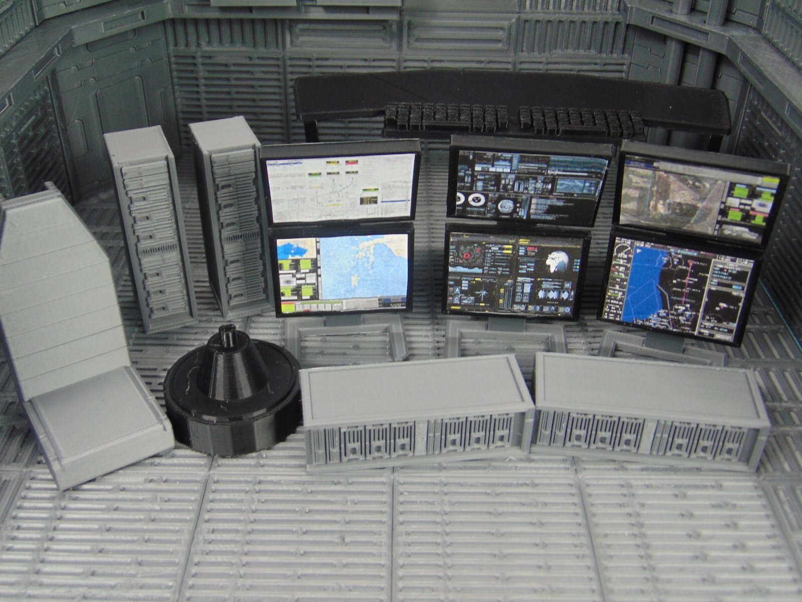 Custom 1:12 Scale Command Center Computer Station Diorama Prop Set for ...