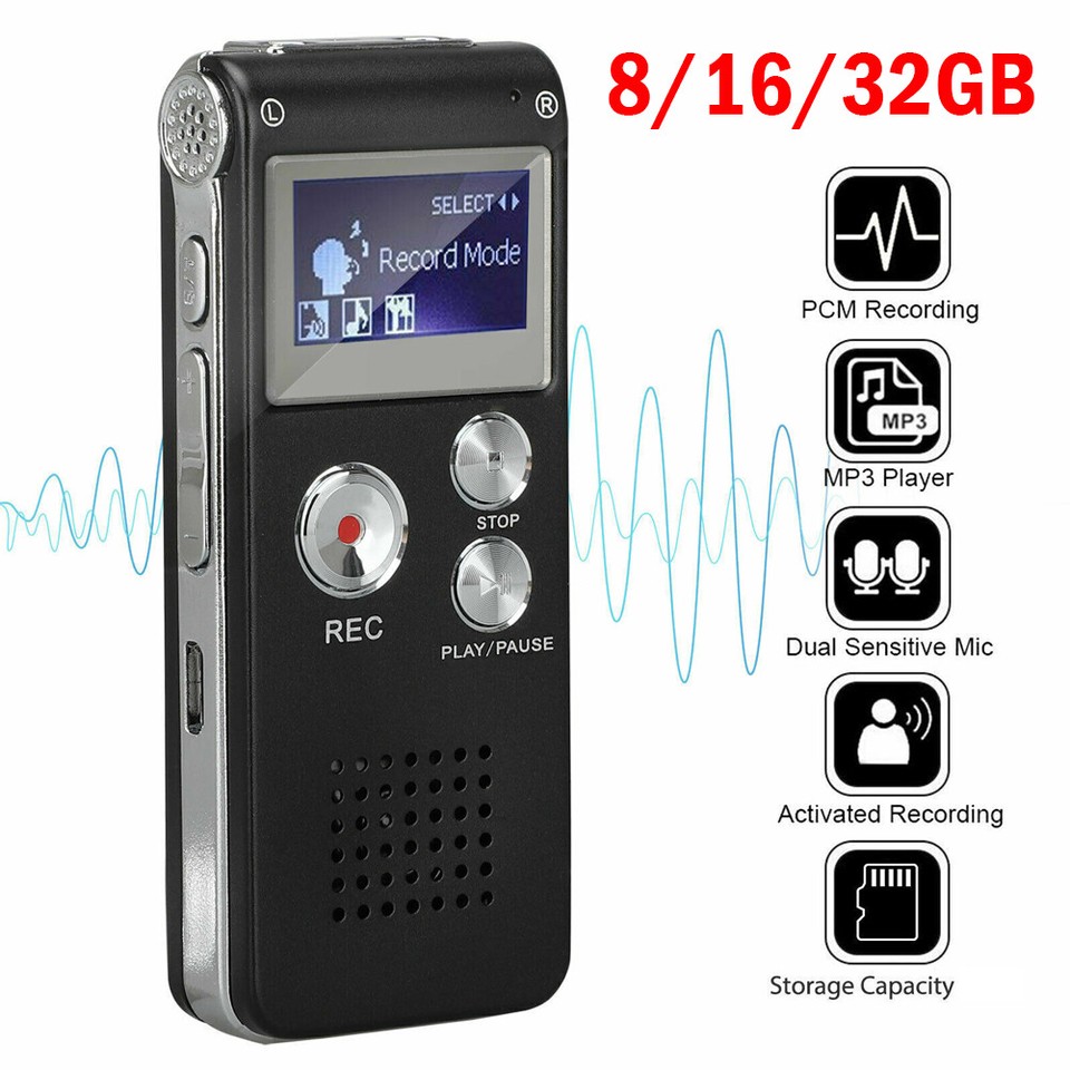 Rechargeable LCD Digital Audio Sound Voice Recorder Dictaphone MP3 ...