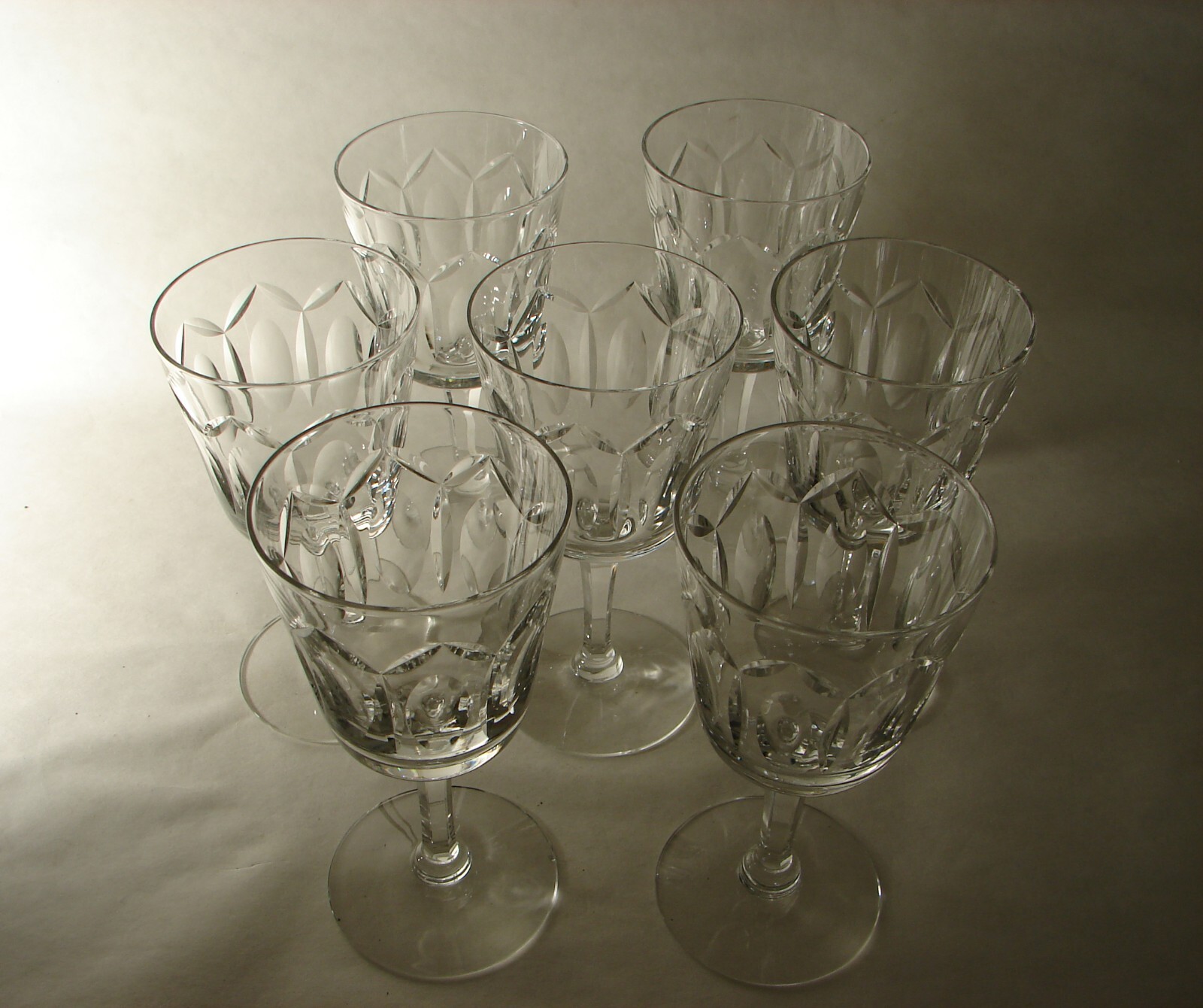 Set of 7 Seneca Glass Cambridge Pattern Wine Glasses Stem 960 Cut 1433 ...